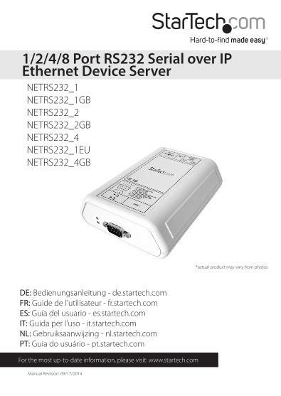 PDF 1 2 4 8 Port RS232 Serial Over IP Ethernet Device Serversgcdn Startech Com 005329 Media