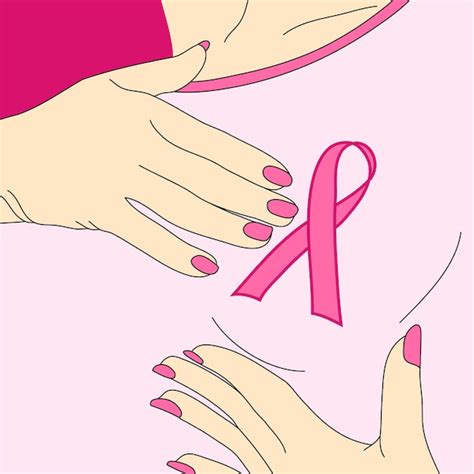 Premium Vector Woman Showing Ribbon On Her Chest Breast Cancer Flat