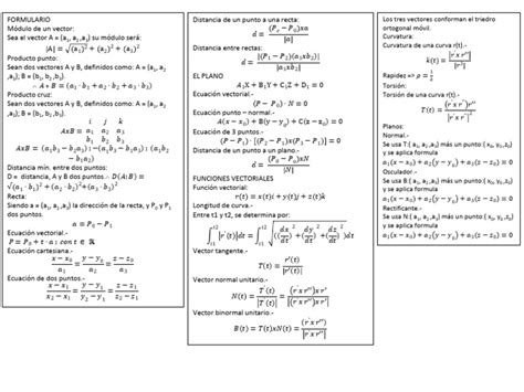 Formulario Calculo Vectorial V1 Pdf