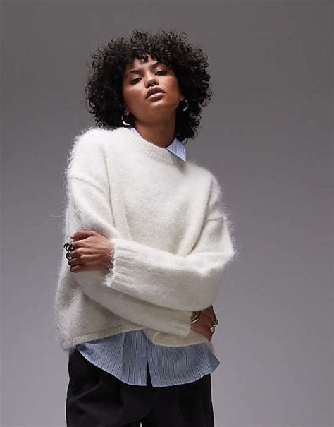 Topshop Pull Ras De Cou Coupe Carrée En Maille Dalpaga De Qualité