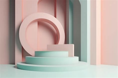 Premium AI Image A Set Of Steps With A Circular Object On Top Of It Generative AI