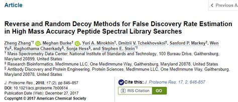 News In Proteomics Research Target Decoy Methods For Spectral Library
