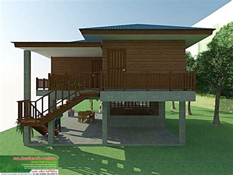 บ้านไม้สองชั้นใต้ถุนสูง สไตล์บ้านทุ่ง