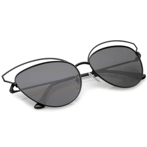 Womens Slim Laser Cut Cat Eye Sunglasses Zerouv
