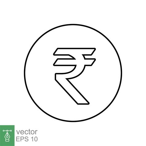 Rupee Line Icon Simple Outline Style Rupee Symbol Bank Money Cash Business Concept Vector
