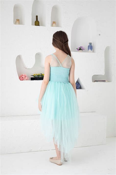 Green Girls Evening Dresses With Tulle Back Online Giyim Ve Ayakkabı