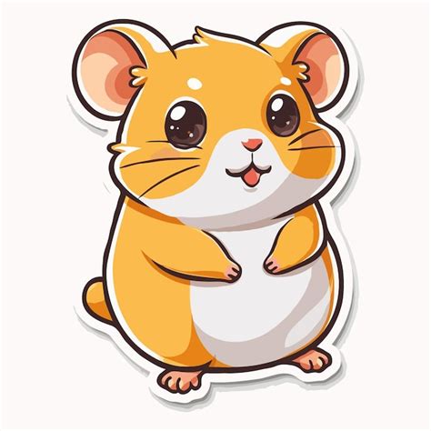 Premium Vector Cute Hamster Sticker Cartoon Illustration