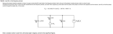 solved part g use kcl in the frequency domain because the
