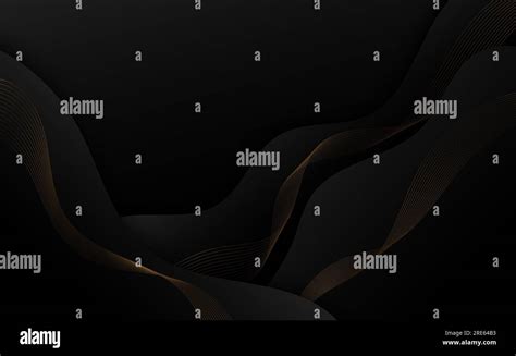 Abstract Gradient Black And Grey Stripe Lines Decorative Artwork Overlapping With Luxury Golden