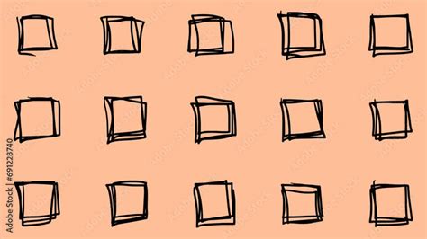 4K Horizontal Looping Animated Video Handdrawn Thin Line Square