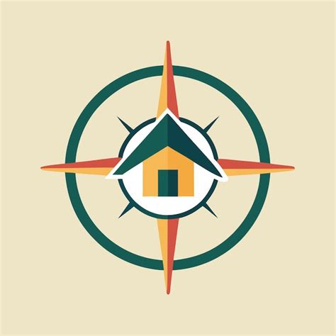 Simple Compass With Home Logo Design Navigational And Minimalist Vector