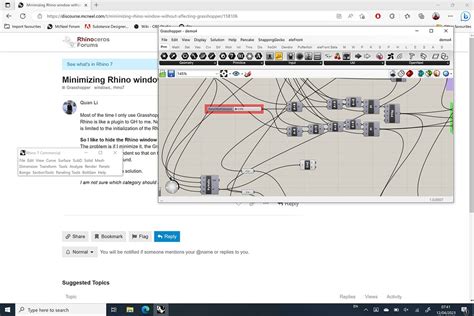 Minimizing Rhino Window Without Affecting Grasshopper Grasshopper Mcneel Forum