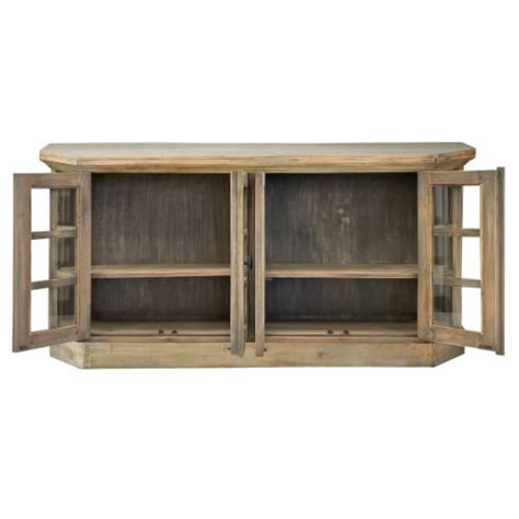 Window Pane Glass Door Display Credenza Entryway Cabinet Fully