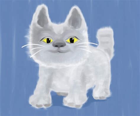 Kitten Cat Acrylic Oil Painting Canvas Stock Illustration