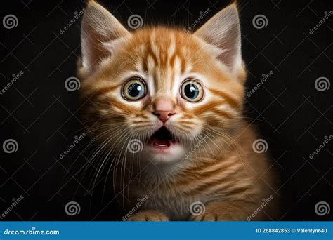 Small Surprised Kitten With An Open Mouth Generative AI Stock Image