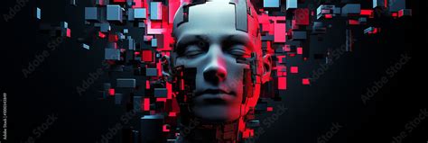 Ai Abstract Human With Cubits And Digital Bits Futuristic 8 Bit