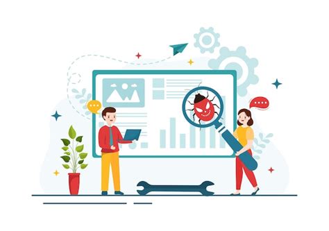 Premium Vector Bug Tracking Vector Illustration With Mobile Phone Protection From Computer