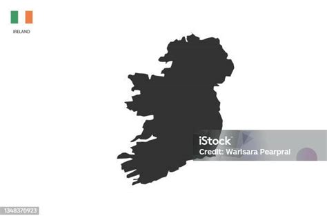 アイルランドの黒い影の地図ベクトルは白い背景と国の旗アイコン左隅に アイコンのベクターアート素材や画像を多数ご用意 アイコン