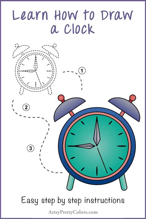 How To Draw A Clock Step By Step Artsy Pretty Colors