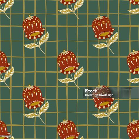 Warna Pucat Alam Pola Mulus Dengan Warna Merah Elemen Kuncup Bunga