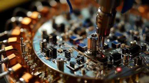 High Speed Robotic Arm Assembling Microelectronics Components Stock