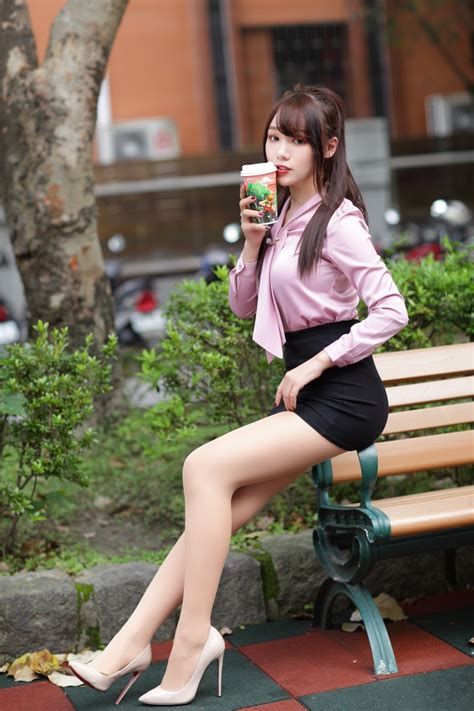 Asian Pose Sitting Legs Stilettos Skirt Blouse Glance Hd Phone Wallpaper Rare Gallery