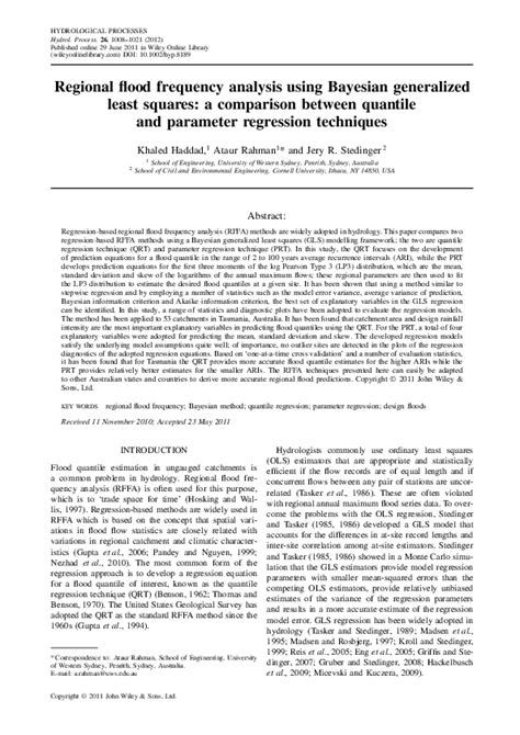 Pdf Regional Flood Frequency Analysis Using Bayesian Generalized