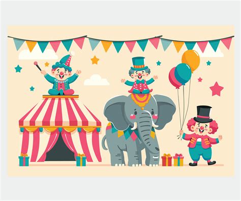 Vector Hand Drawn Circus With Clown Illustration 36130279 Vector Art At