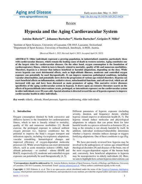 PDF Hypoxia And The Aging Cardiovascular System