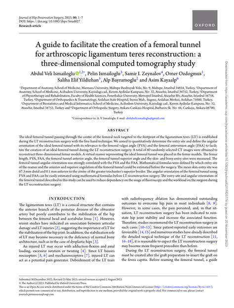 Pdf A Guide To Facilitate The Creation Of A Femoral Tunnel For