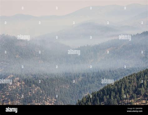 Smoke From A Wildfire In The Selway Bitterroot Wilderness Idaho Usa
