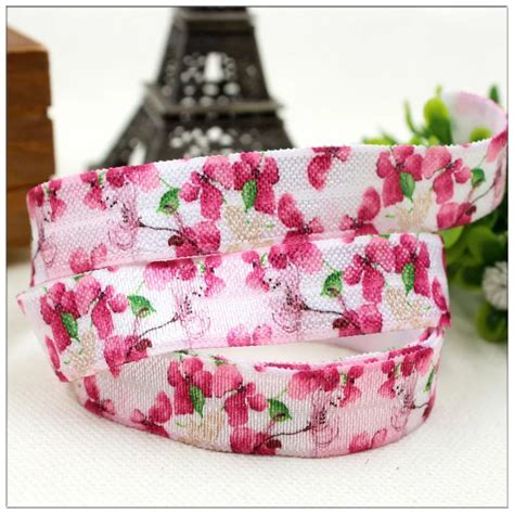 Width Mm Fold Over Elastic Ribbon Printed With Flower Diy Handmade Accessories