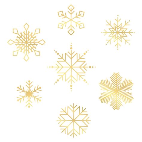 Premium Vector Set Of Golden Snowflakes Isolated On A White Background
