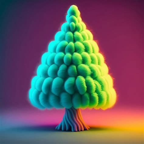 Árbol Colorido De Algodón Suave 3d Foto Premium
