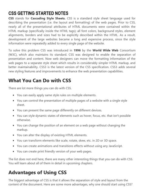 2 css notes pdf html world wide web