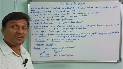 Functions In Python Python Functions Functions Python Programming Telugu Youtube