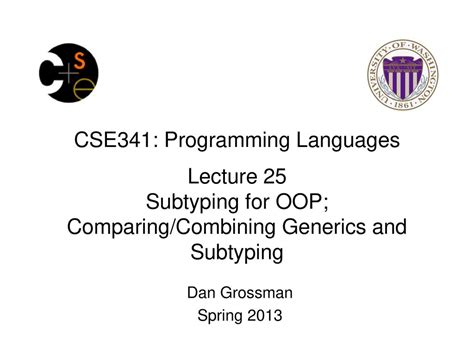 Cse341 Programming Languages Lecture 25 Subtyping For Oop Comparingcombining Generics And