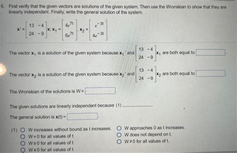 Solved First Verify That The Given Vectors Are Solutions Of