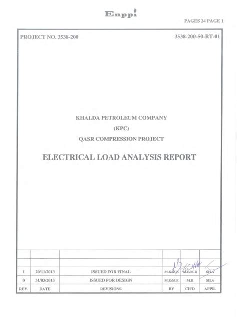 6441 Electrical Load Analysis Report Pdf Machines Electricity