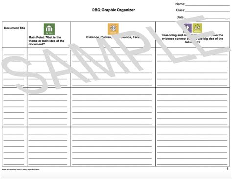 Dbq Graphic Organizer With Depth And Complexity 5th 12th Grade