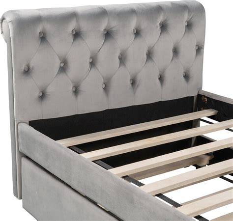 IGEMAN Twin Size Rolled Arms Tufed Sofa Bed Upholstered Daybed With