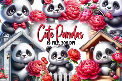 Watercolor Cute Pandas Clipart Graphic By Dreamshop · Creative Fabrica