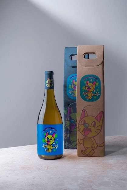 와인용 판지 상자 모형 무료 Psd 파일