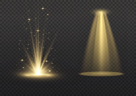 Vector Spotlight Yellow Color Light Effect Glowing Isolated Golden Sparkling Light Effect