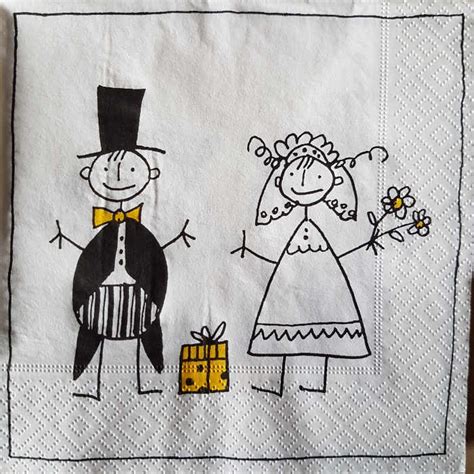 Servietten Technik ch Serviette Brautpaar Strichmännchen