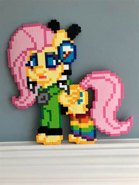 Fluttershy Scene Gir Hoodie Mlp Perler Fuse Bead 8 5x9 5 Etsy Easy Perler Beads Ideas Diy