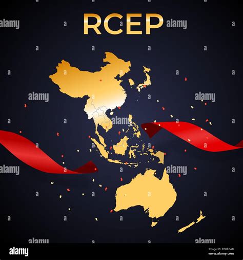 Holiday Concept Modern Regional Comprehensive Economic Partnership RCEP Map Vector Illustration