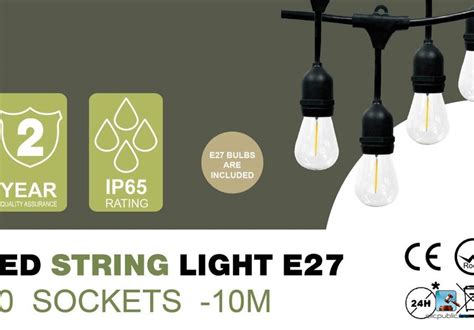 4 x 10 mètres Guirlande lumineuse LED Etanche IP65 20 ampoules