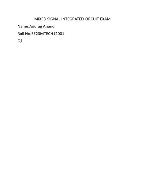 Mixed Signal Integrated Circuit Exam Pdf