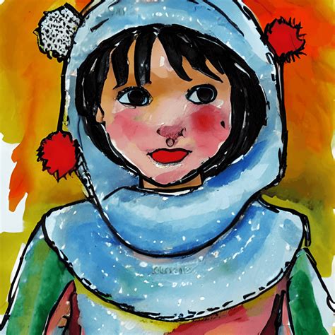 Cute Eskimo Girl Watercolor Graphic · Creative Fabrica
